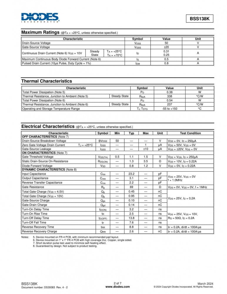 BSS138K-13 datasheet page 2