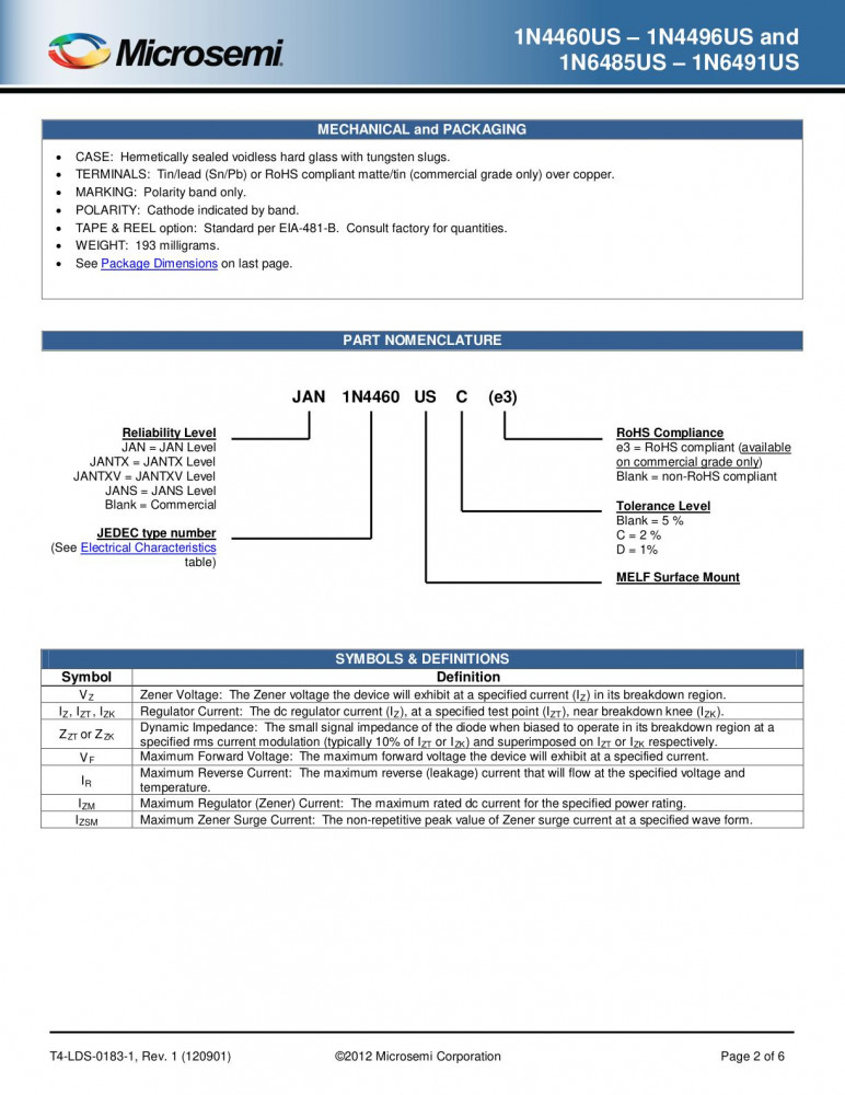 MICROCHIP Zener diode datasheet page 2