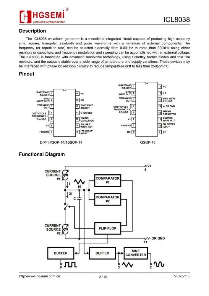 ICL8038N datasheet page 2