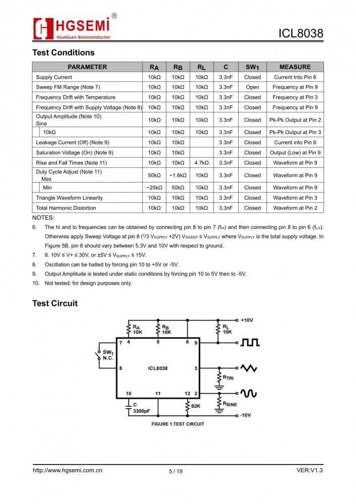 ICL8038N datasheet page 5