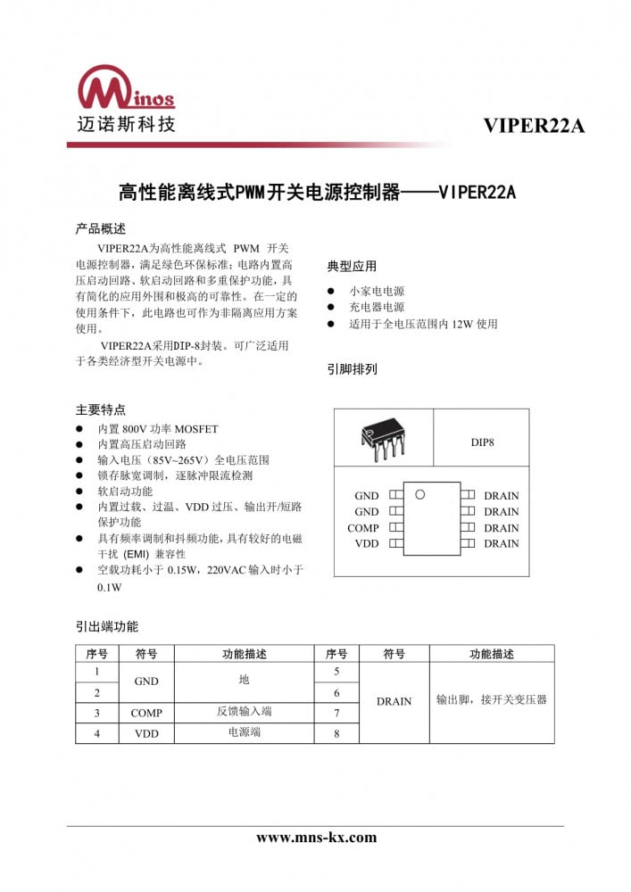 VIPER22A datasheet page 1