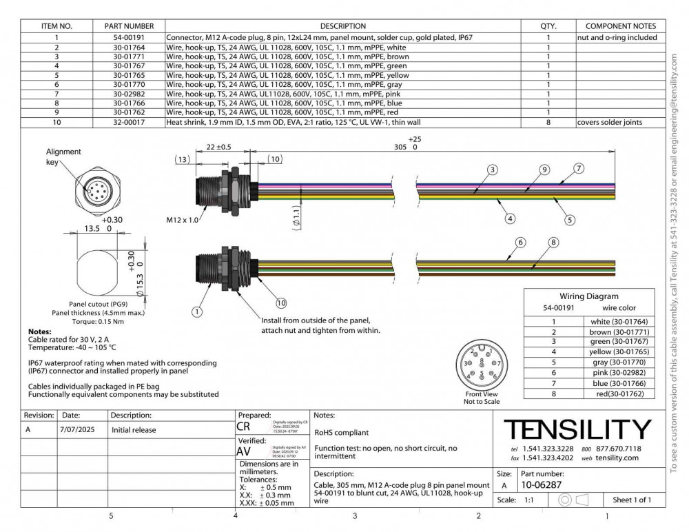 Tensility International 10-06287 product drawing