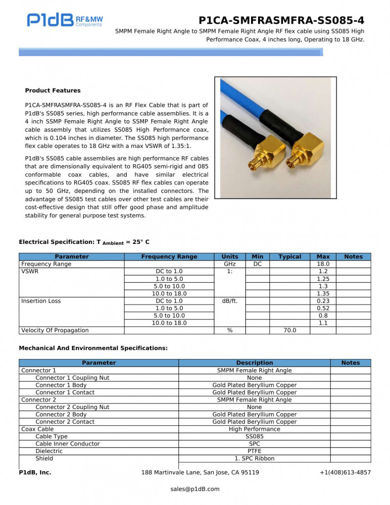 P1CA-SMFRASMFRA-SS085-4 technical document page 1