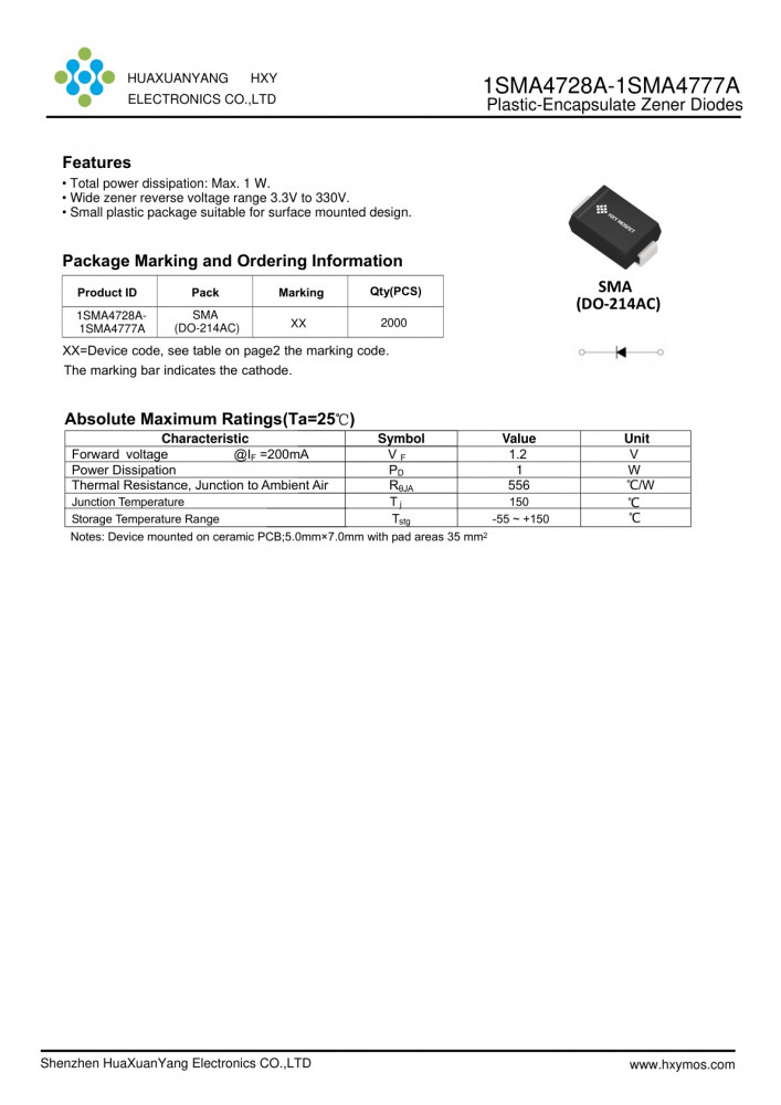 1SMA4749A datasheet page 1