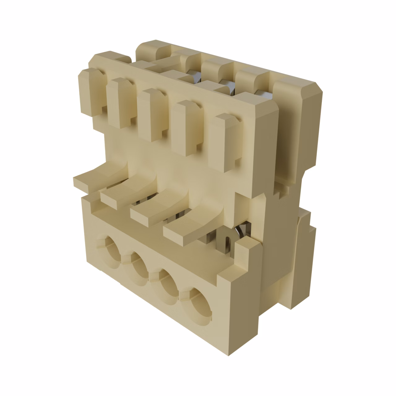 Appli-Mate RAST 2.5 IDT Connector, 2.50mm Pitch, Direct/Indirect, Female, Beaded Terminal, 4 Circuits, All Position Keys, Open Endwalls, Polarizing Rib Between 1/2, Brown Color Stripe for sale