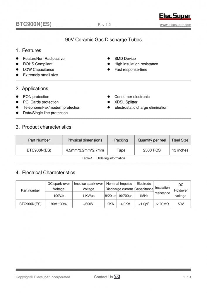 BTC900N(ES) technical document page 1