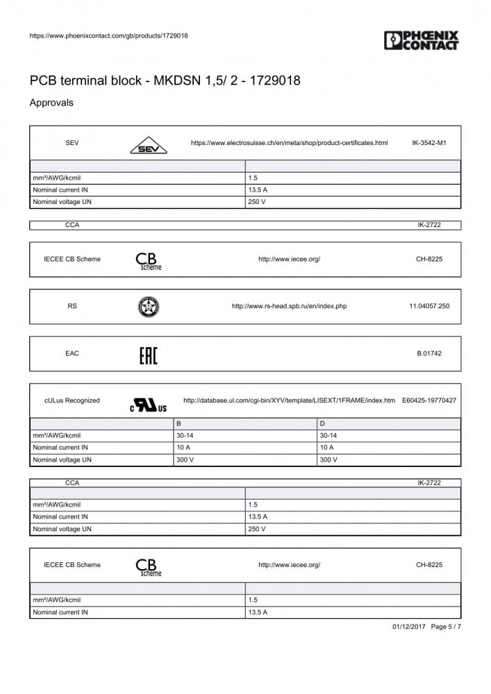 Phoenix Contact 1729018 product documentation page 5