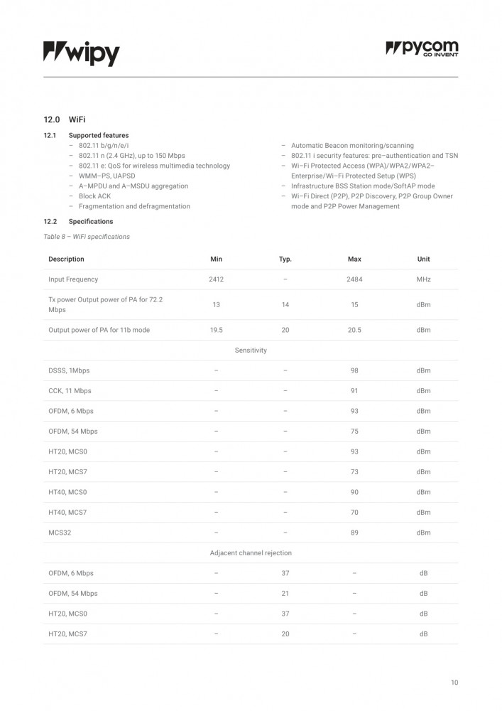 WiPy 3.0 document page 10