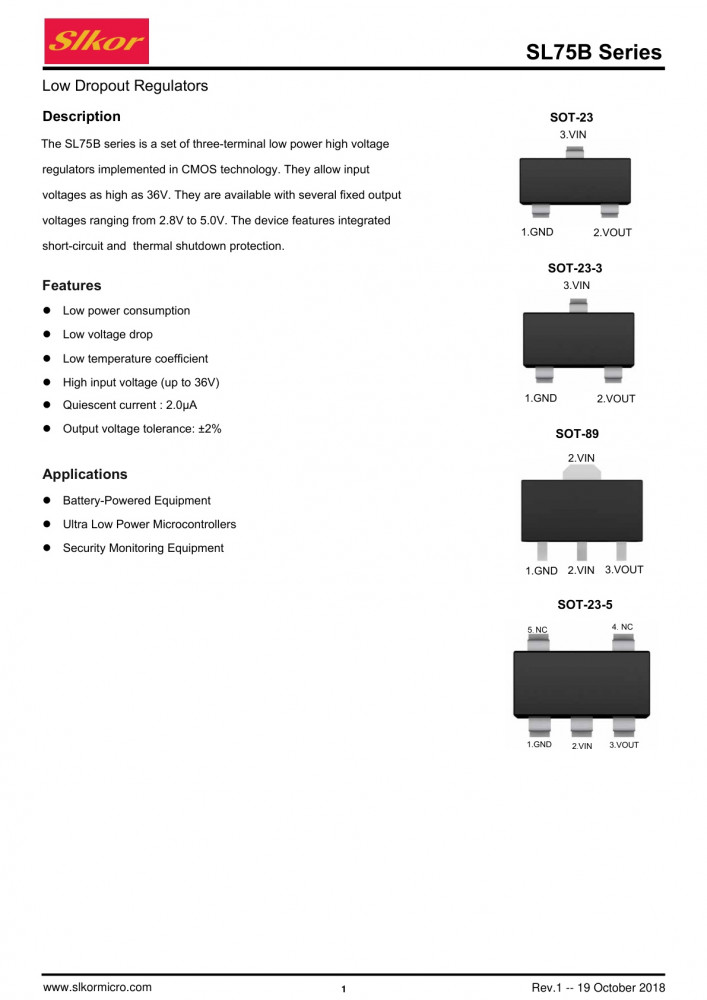SL75BL50SC datasheet page 1