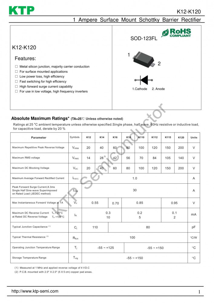 K14 KTP datasheet page 1