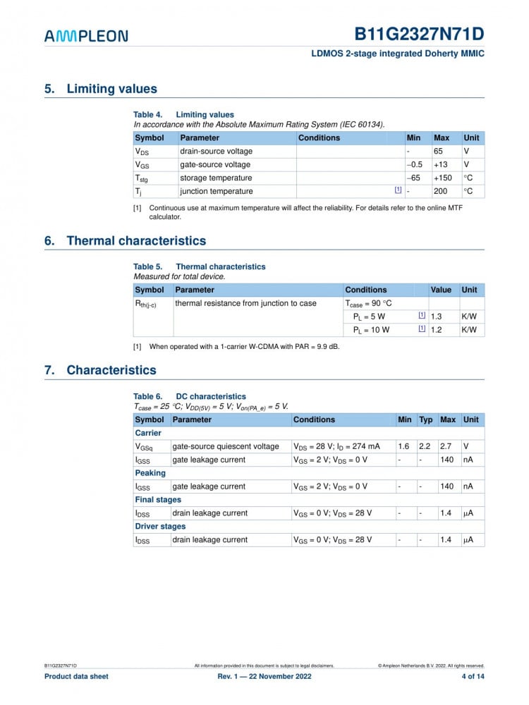 B11G2327N71DX datasheet page 4