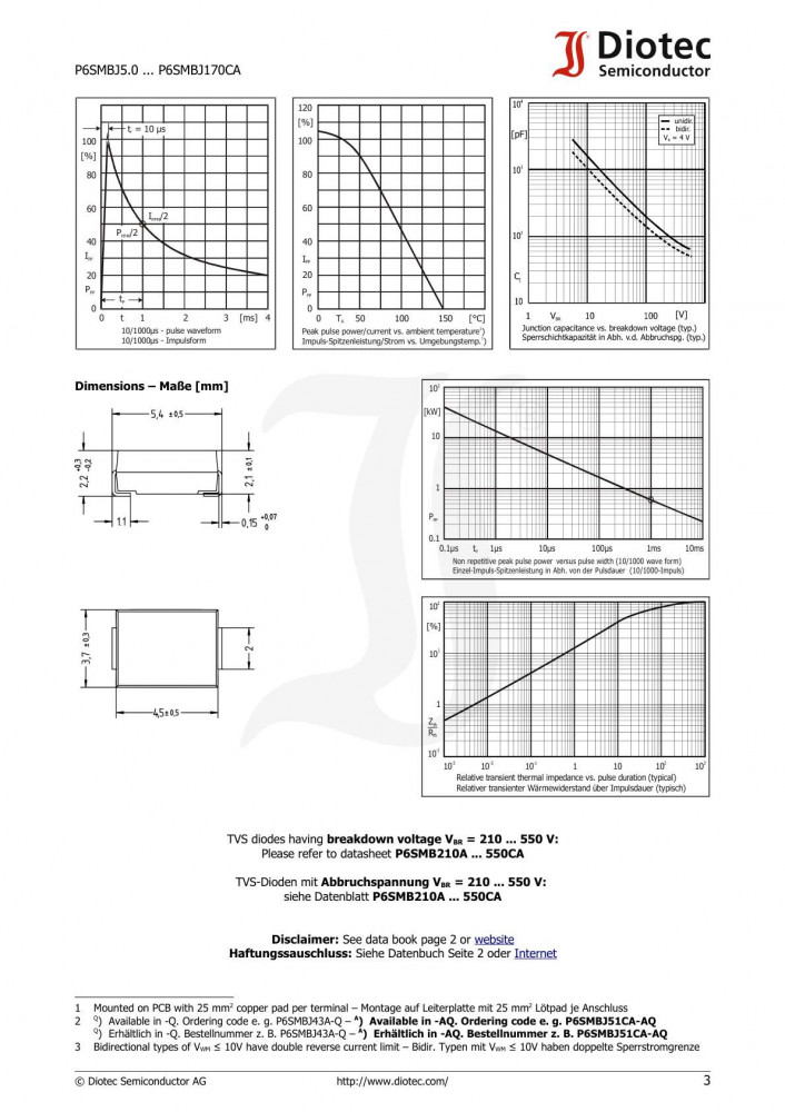 DIOTEC P6SMBJ12 dimensions