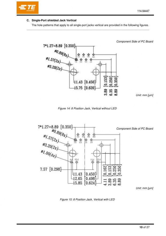 TE Connectivity RJ45 magnetics specification page 10