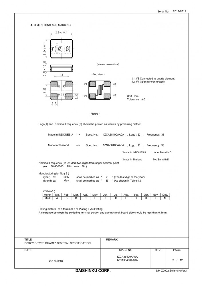 KDS DSX221G specification page 3