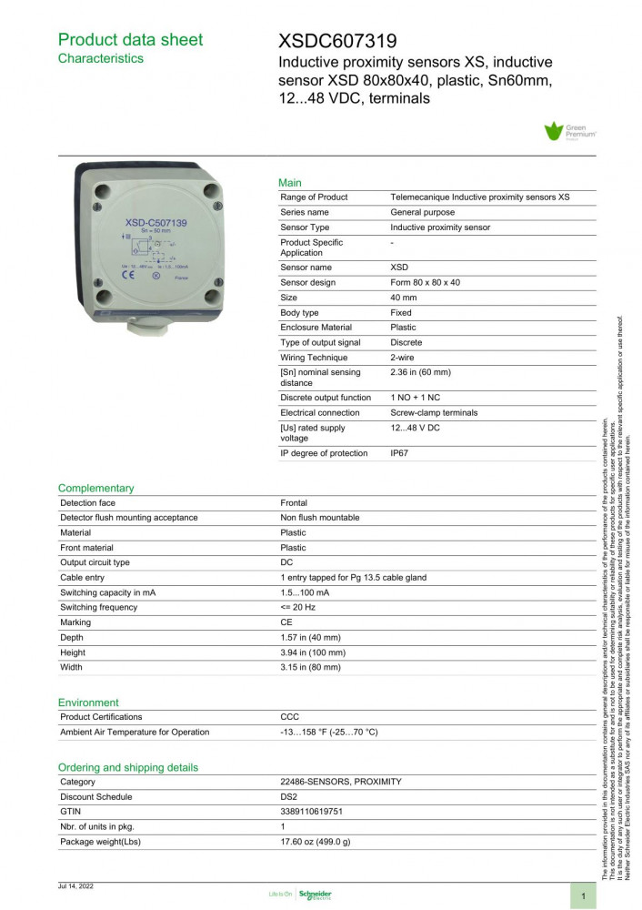 XSDC607319 technical document page 1