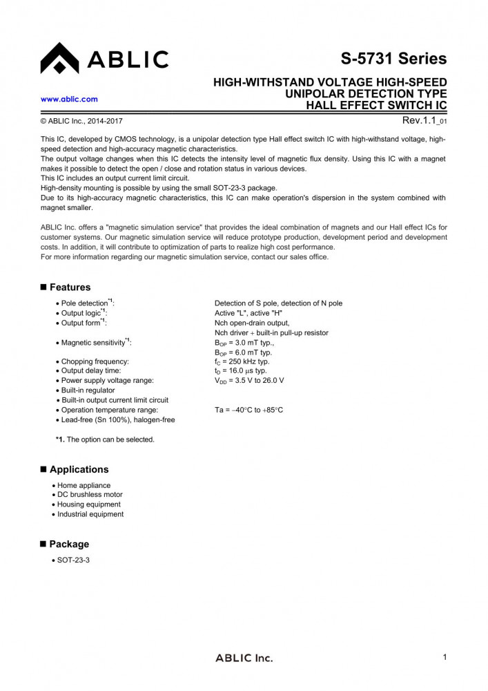 S-5731RSL1-M3T2U datasheet page 1