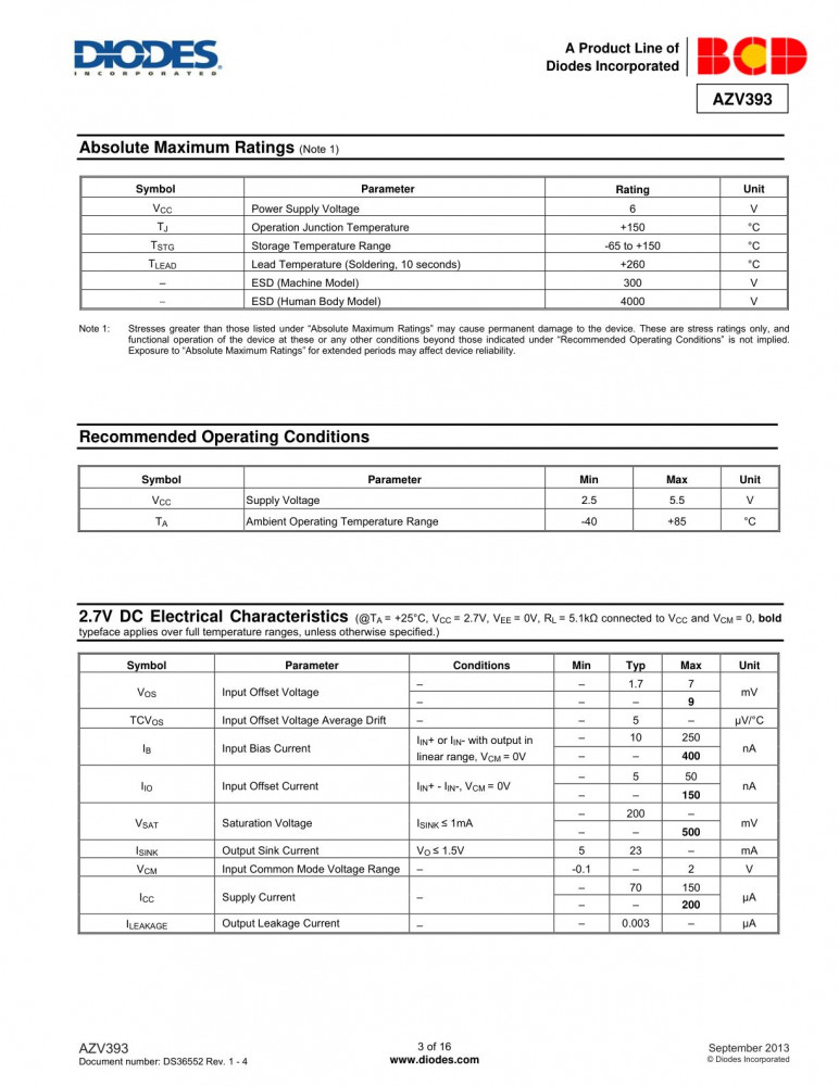 AZV393MMTR-G1 datasheet page 3