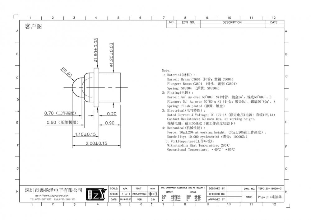 YZP0120-16020-01 specification page 3