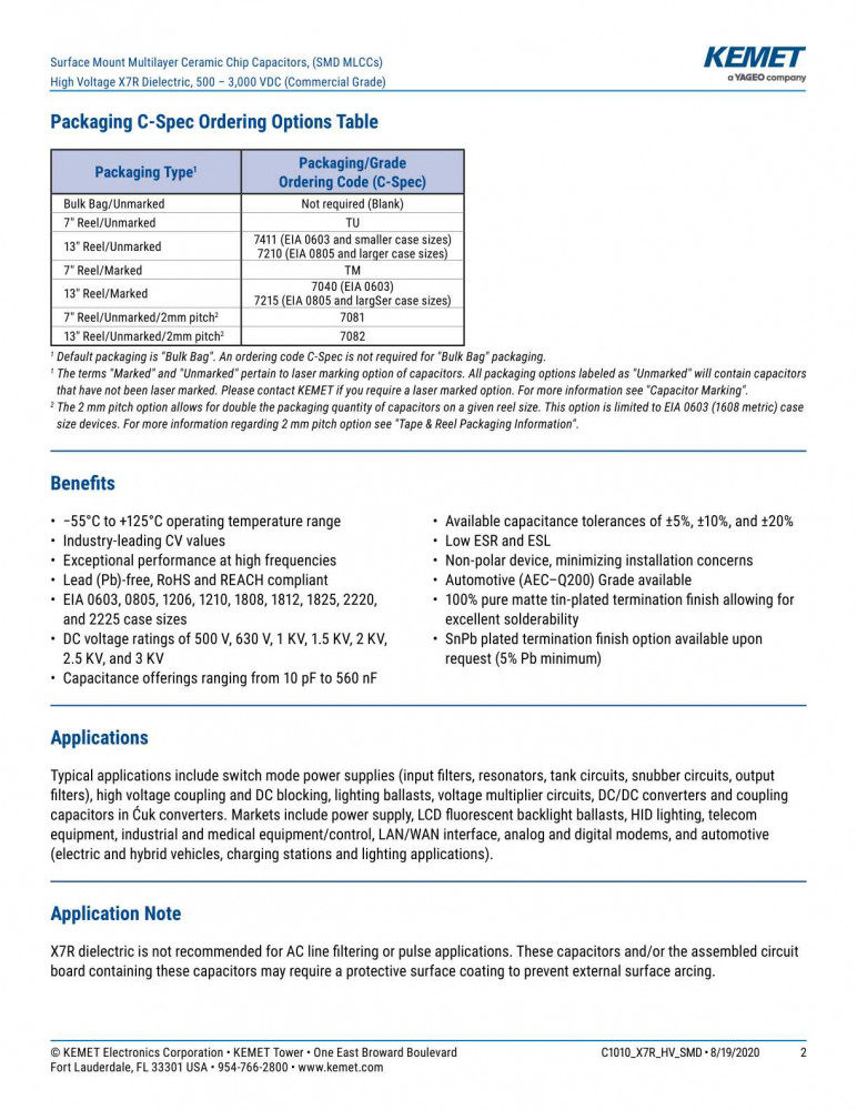 KEMET datasheet page 2