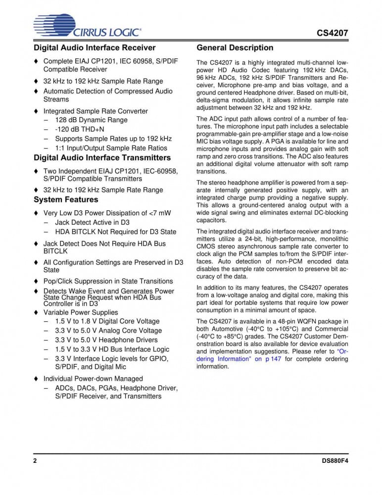 CS4207 datasheet page 2