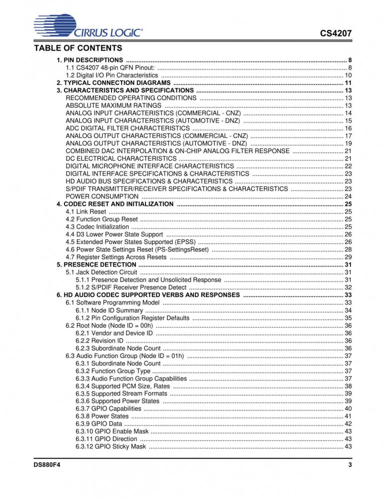CS4207 datasheet page 3