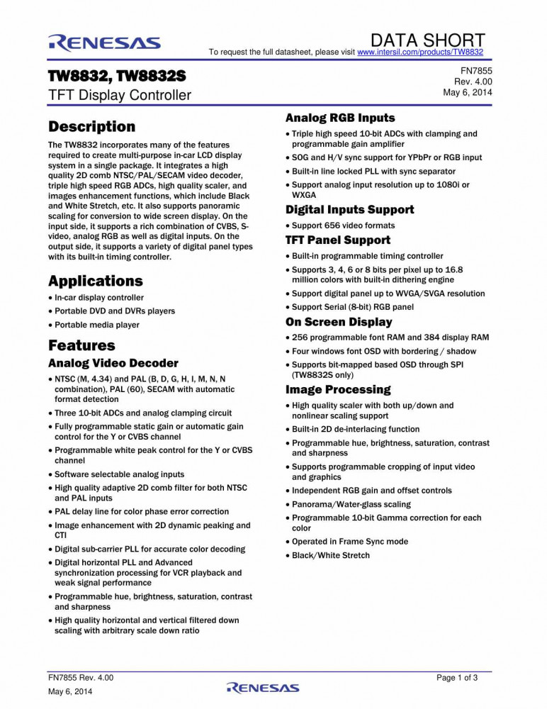 TW8832 technical document page 1
