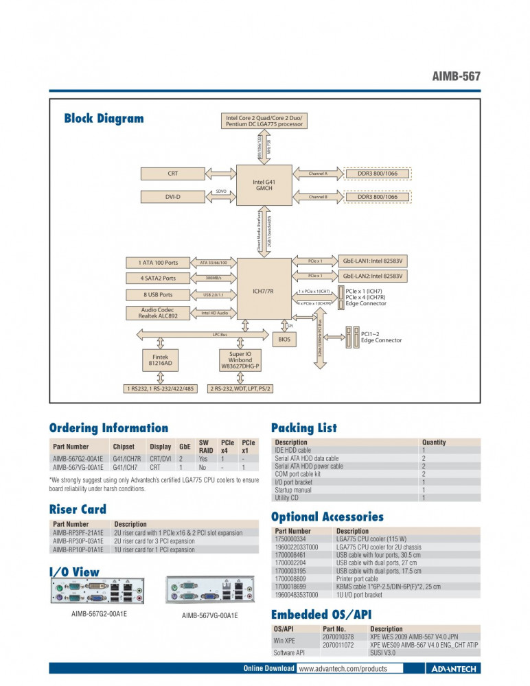 ADVANTECH AIMB-567G2-00A1E technical datasheet page 2