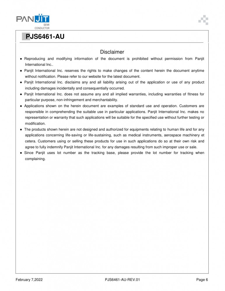 PJS6461-AU datasheet page 6