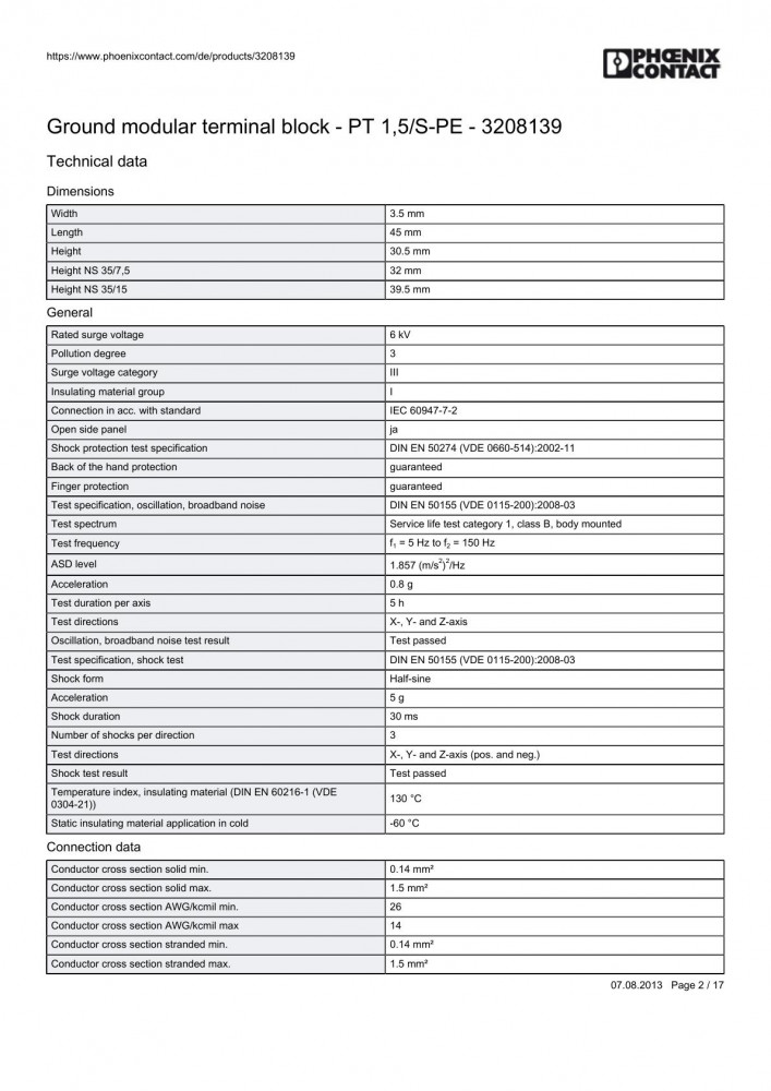PT 1,5/S-PE 3208139 technical document page 2