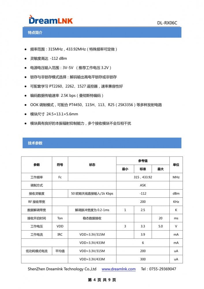 DL-RX06C-433M datasheet page 4
