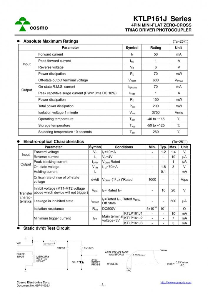 KTLP161J3 TLD datasheet page 3