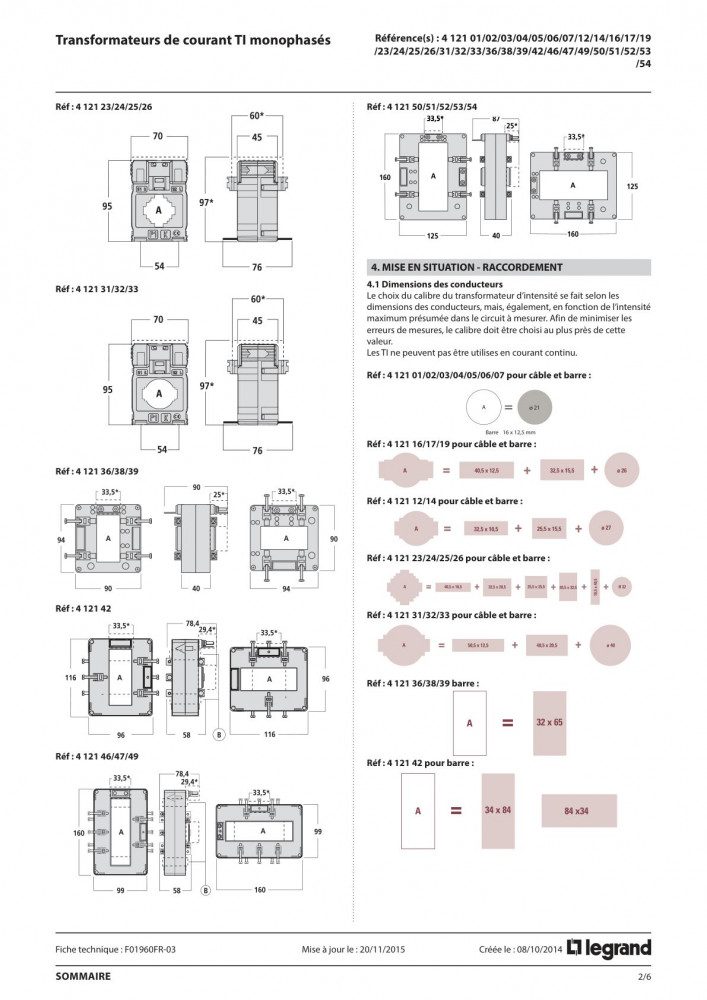 Legrand current transformer technical document, page 2