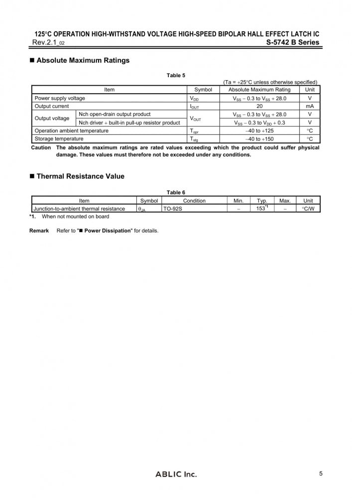 ABLIC S-5742 B Series datasheet page 5