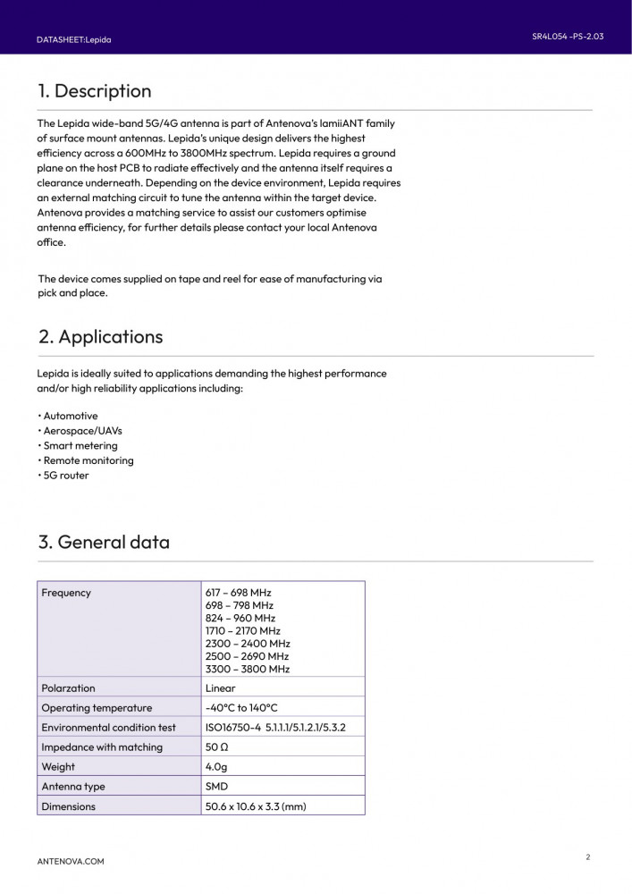 Lepida SR4L054 datasheet page 2