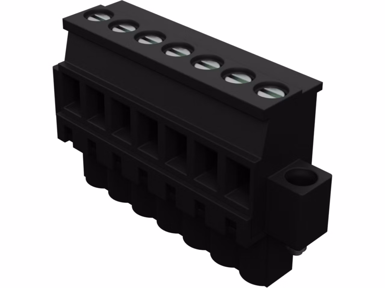 5.00mm Pitch Eurostyle Vertical Plug, with Retention Screws, Rear Wire Entry, Gold (Au) Plated, Black, 7 Circuits for sale