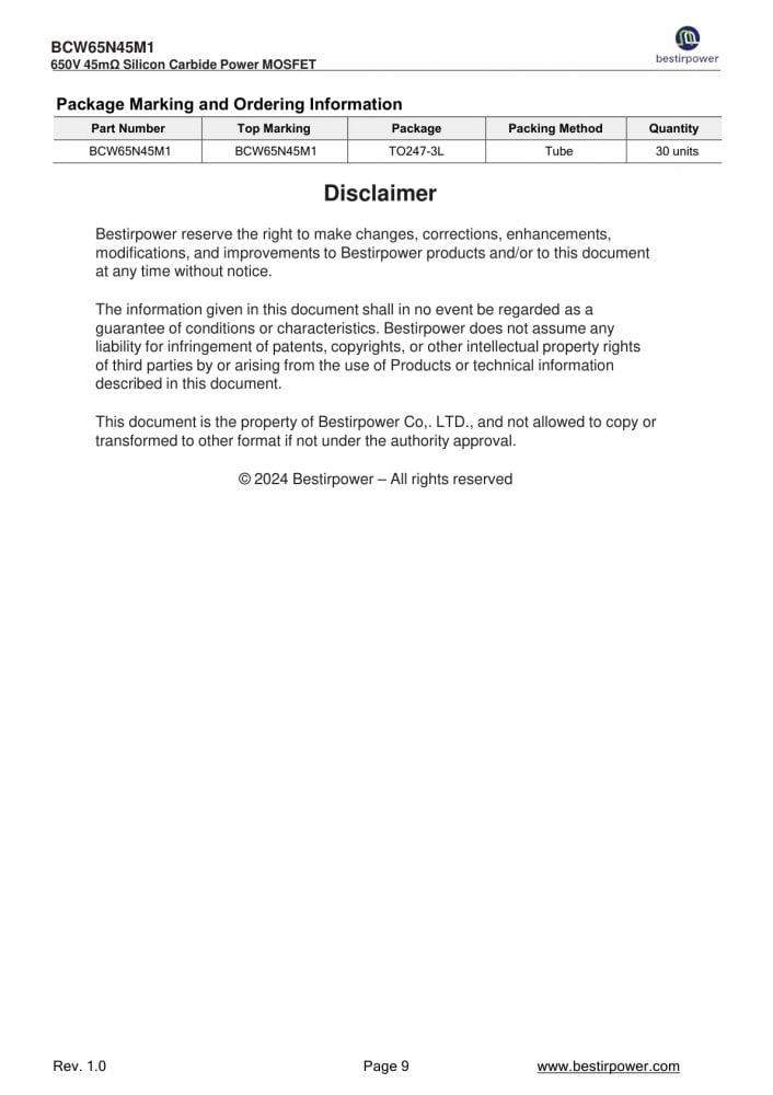 BCW65N45M1 datasheet page 9