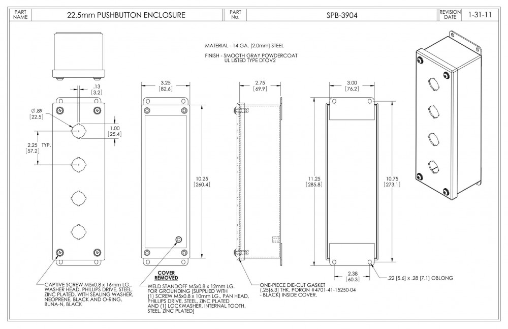 SPB-3904 product drawing and hardware callouts