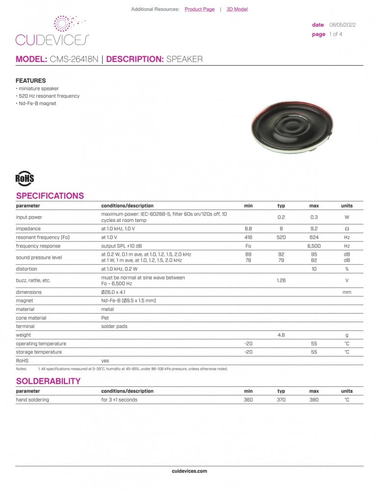 CMS-26418N datasheet page 1