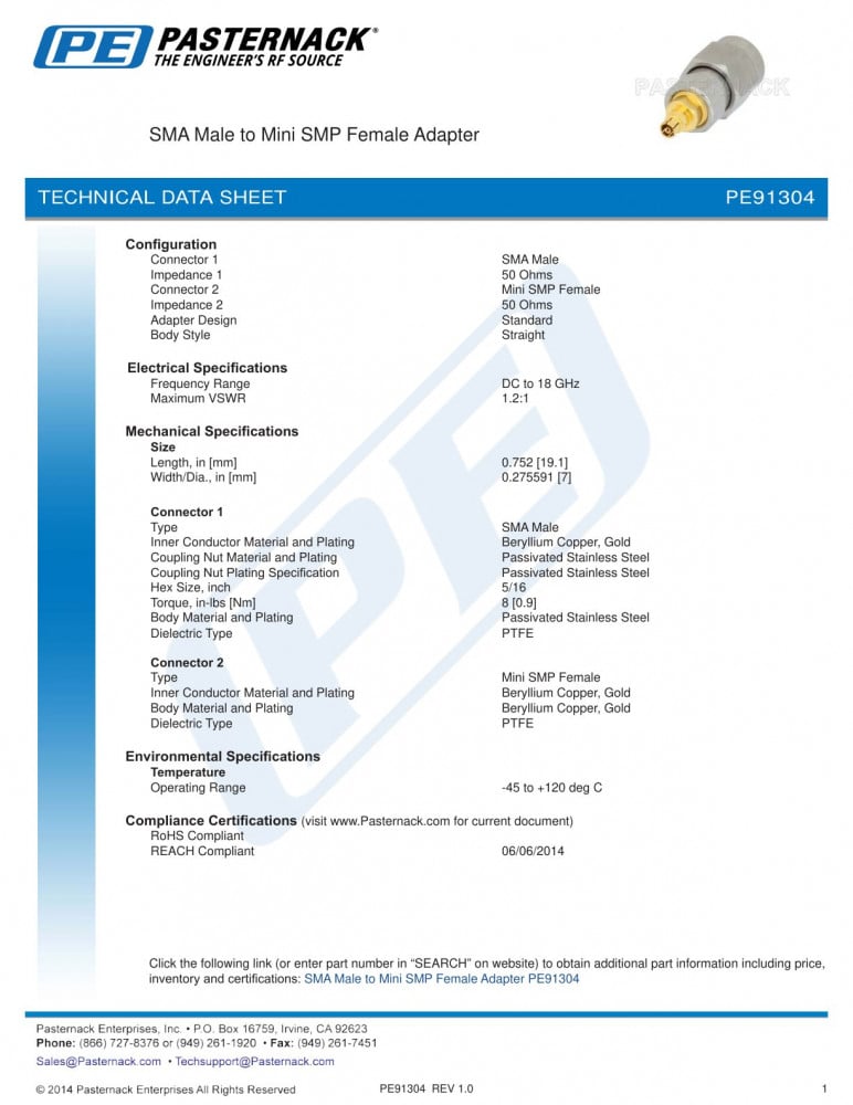PE91304 datasheet page 1