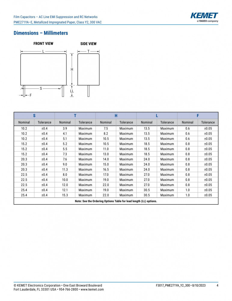 KEMET PME271 datasheet page 4