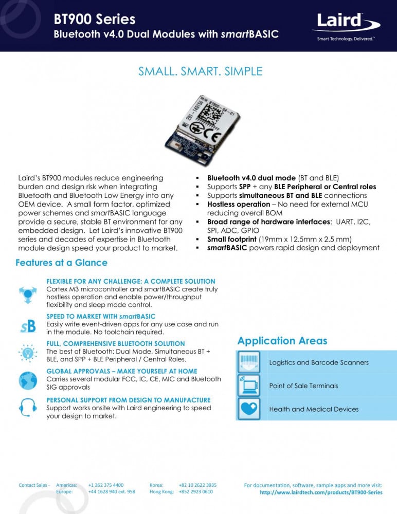 Laird BT900 product brief page 1