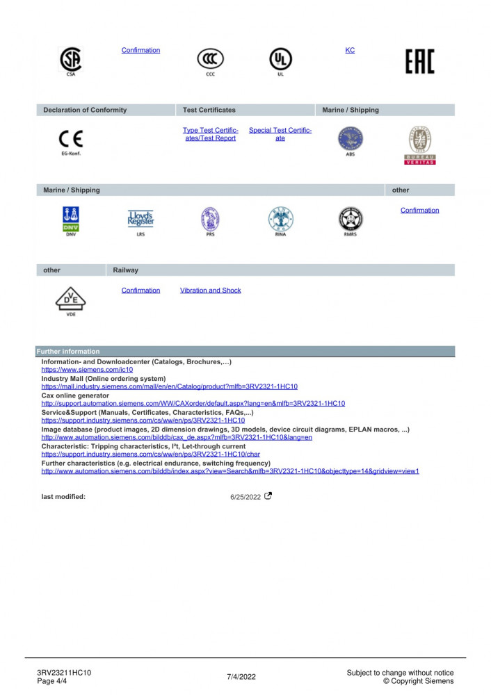 3RV23211HC10 datasheet page 4