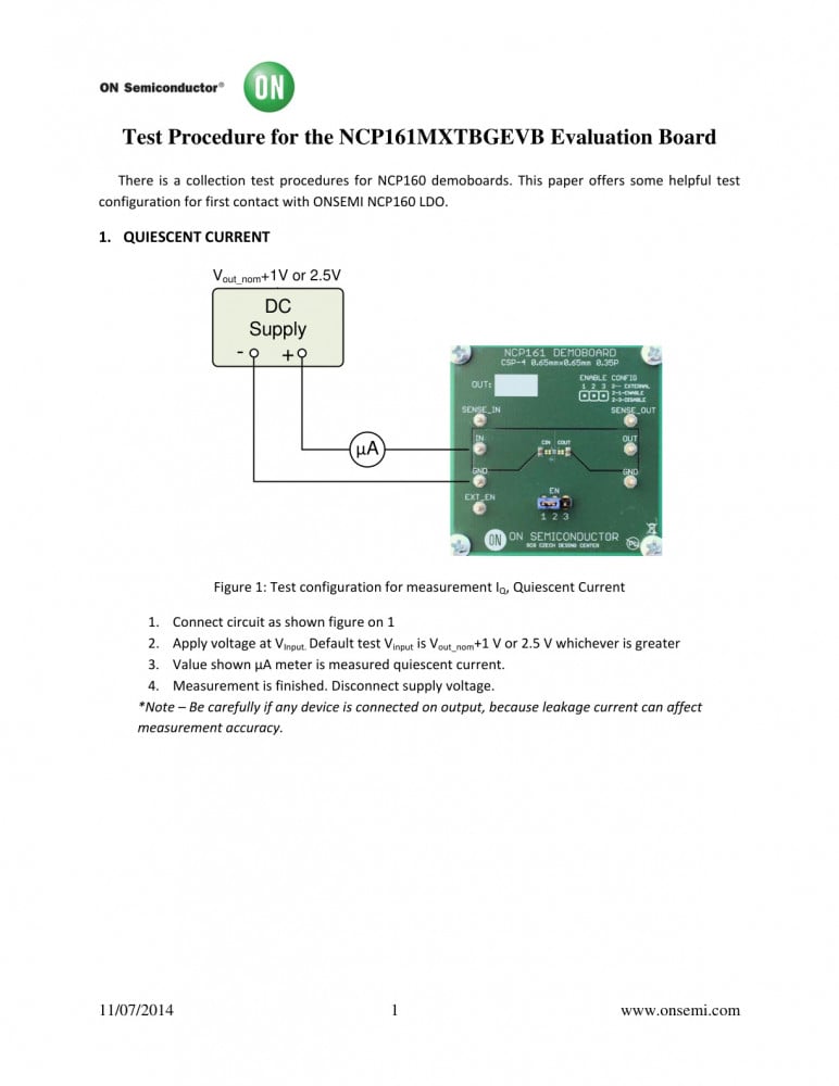 NCP161 evaluation board test procedure page 1