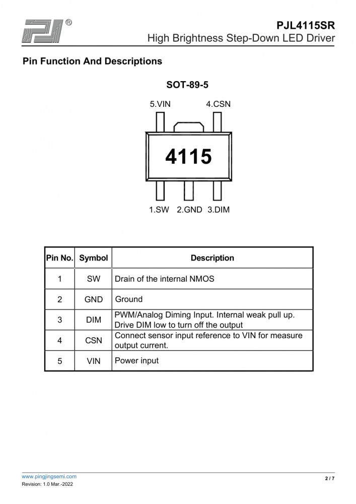 PJL4115SR datasheet page 2