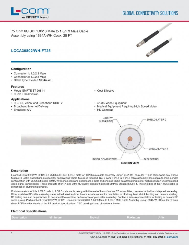 LCCA30802/WH-FT25 technical document page 1