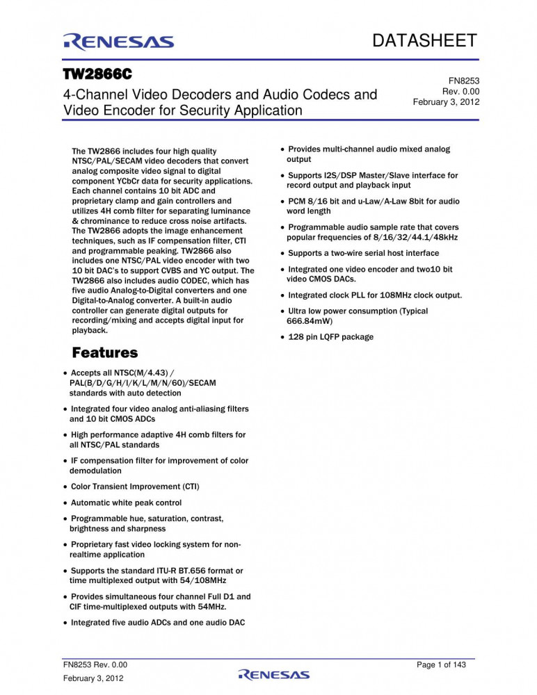 TW2866 datasheet page 1