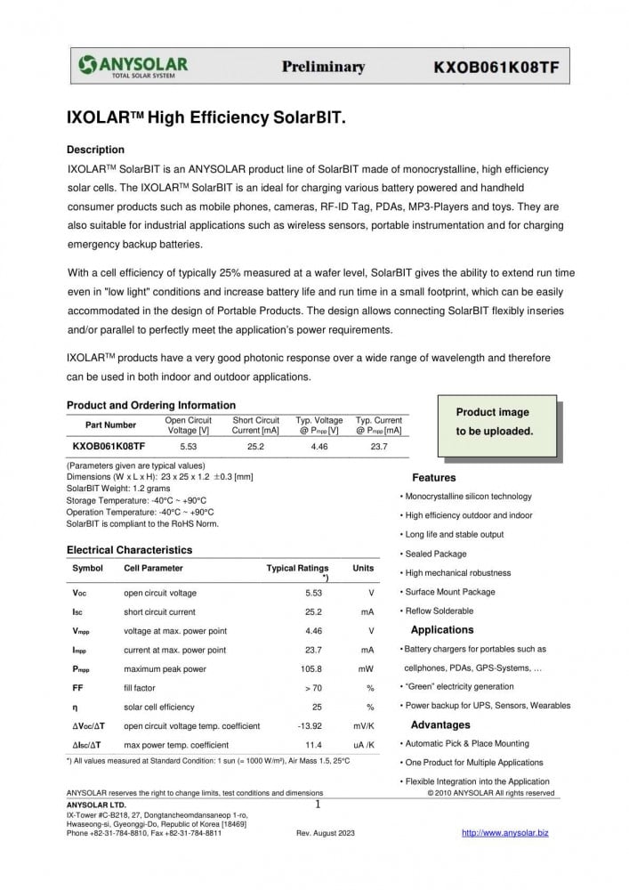 KXOB061K08TF-TR datasheet page 1