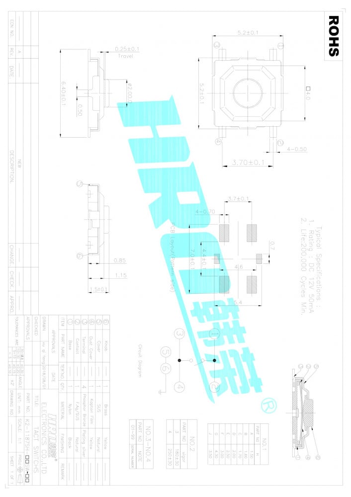 K2-1187SH-A4SW-06 manufacturer drawing