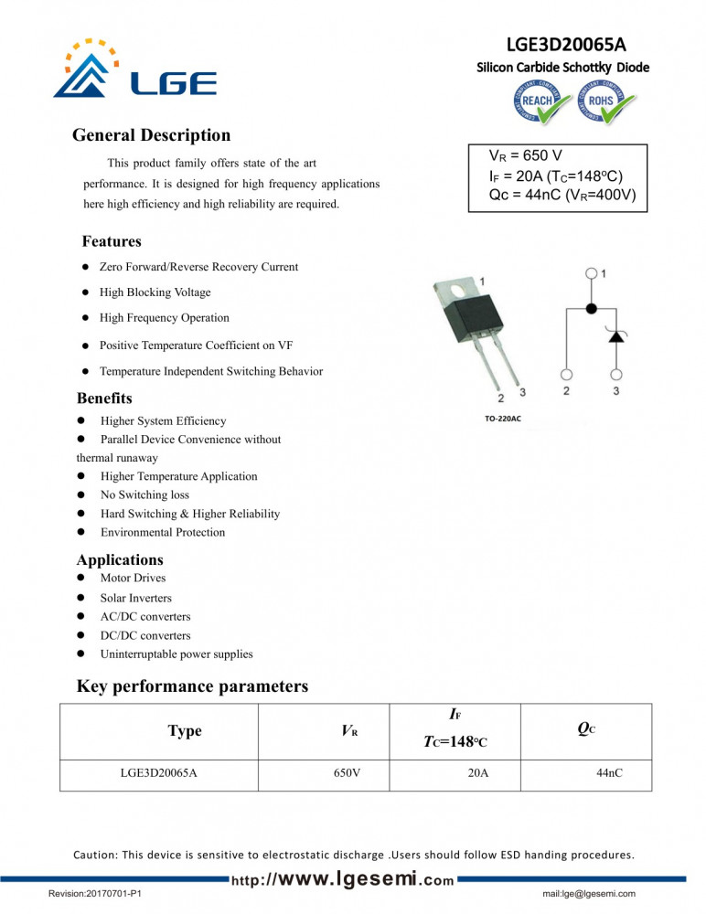 LGE3D20065A datasheet page 1