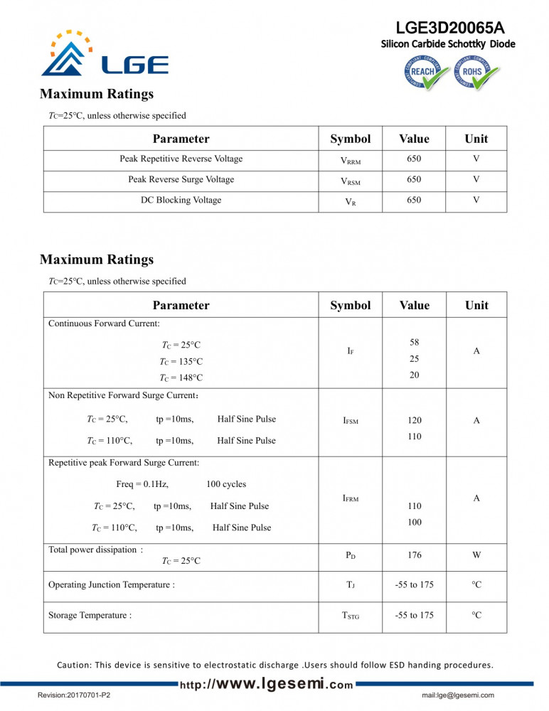 LGE3D20065A datasheet page 2